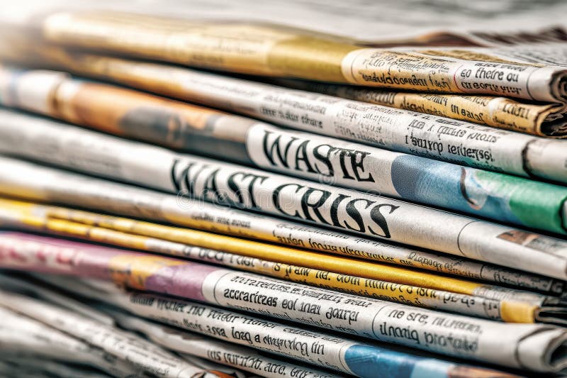 Headline Captures Waste Crisis with Layered Newspapers Highlighting ...