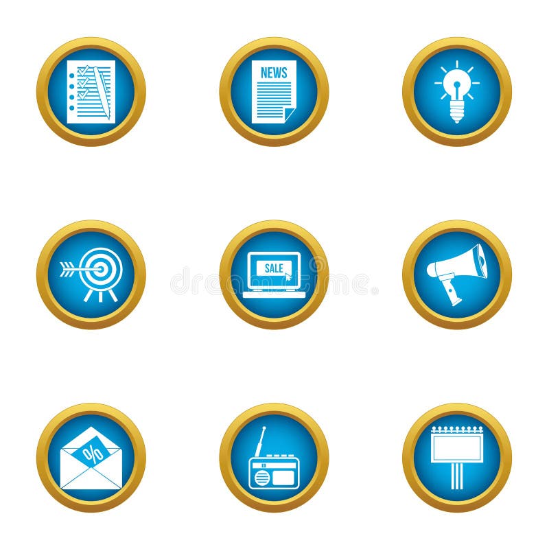 Headline Icons Set, Flat Style Stock Vector - Illustration of excellent ...