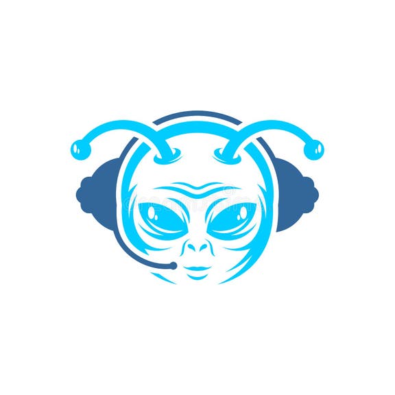 Headphone Alien Logo Design Vector Illustration, Alien Design Template ...