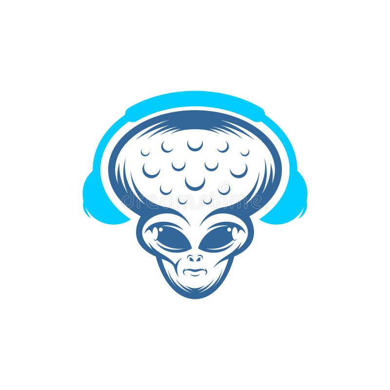 Headphone Alien Logo Design Vector Illustration, Alien Design Template ...