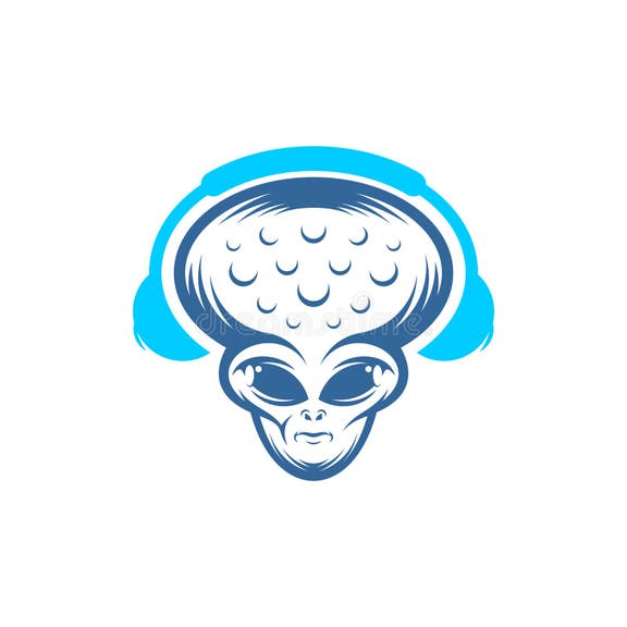 Headphone Alien Logo Design Vector Illustration, Alien Design Template ...