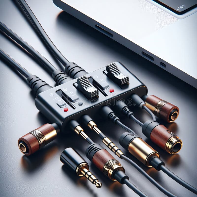 Headphone Cable Splitter with Volume Control Stock Illustration ...