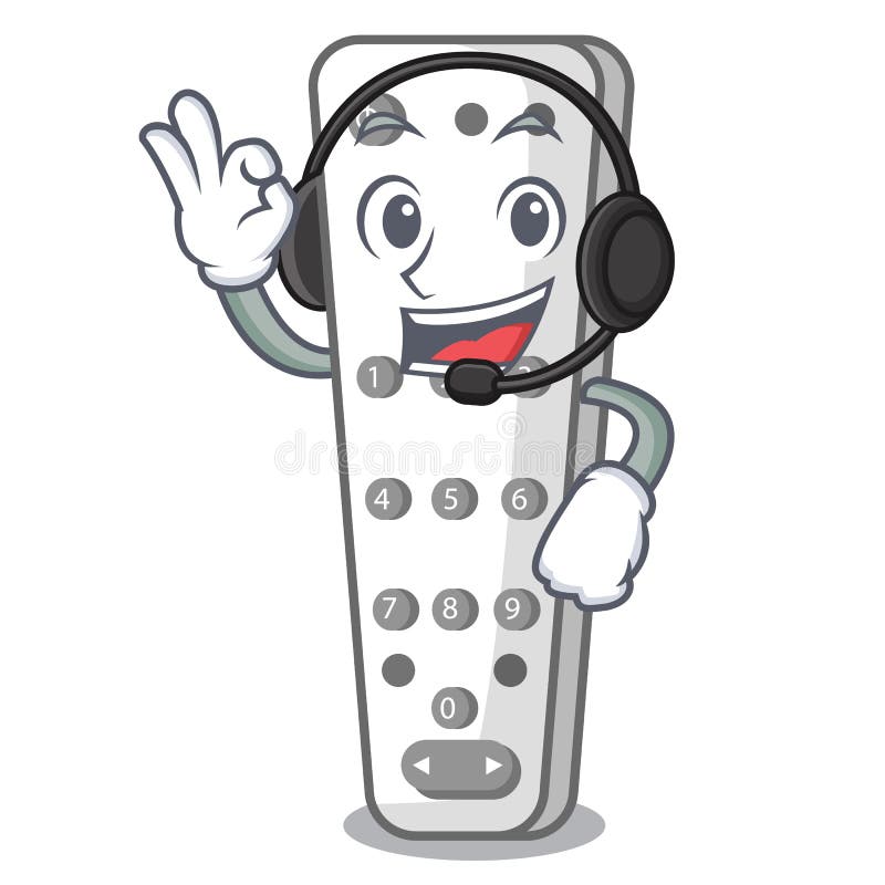 With Headphone Cartoon Remote Control of Air Conditioner Stock Vector ...