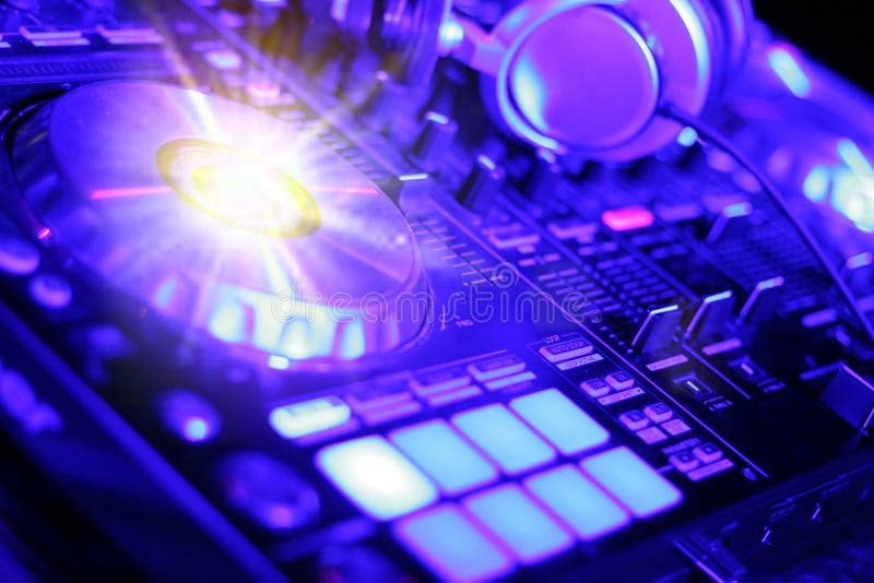 Headphone and DJ Control Gear, Electronic Night Party Stock Image ...