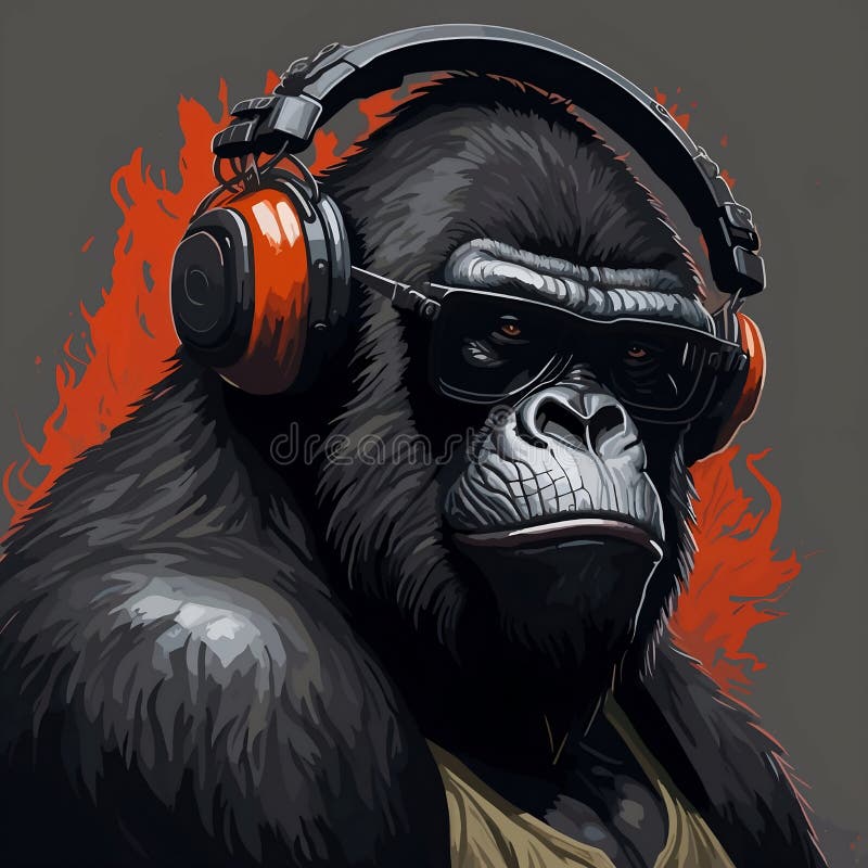 Headphone Gorilla Stock Illustrations – 82 Headphone Gorilla Stock ...