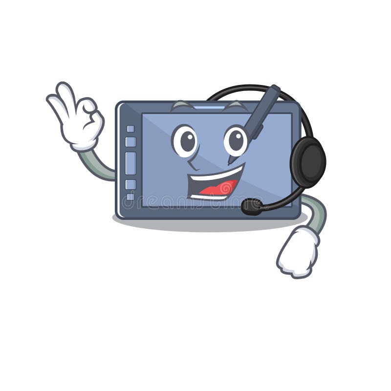 With Headphone Graphic Tablet on the Mascot Table Stock Vector ...