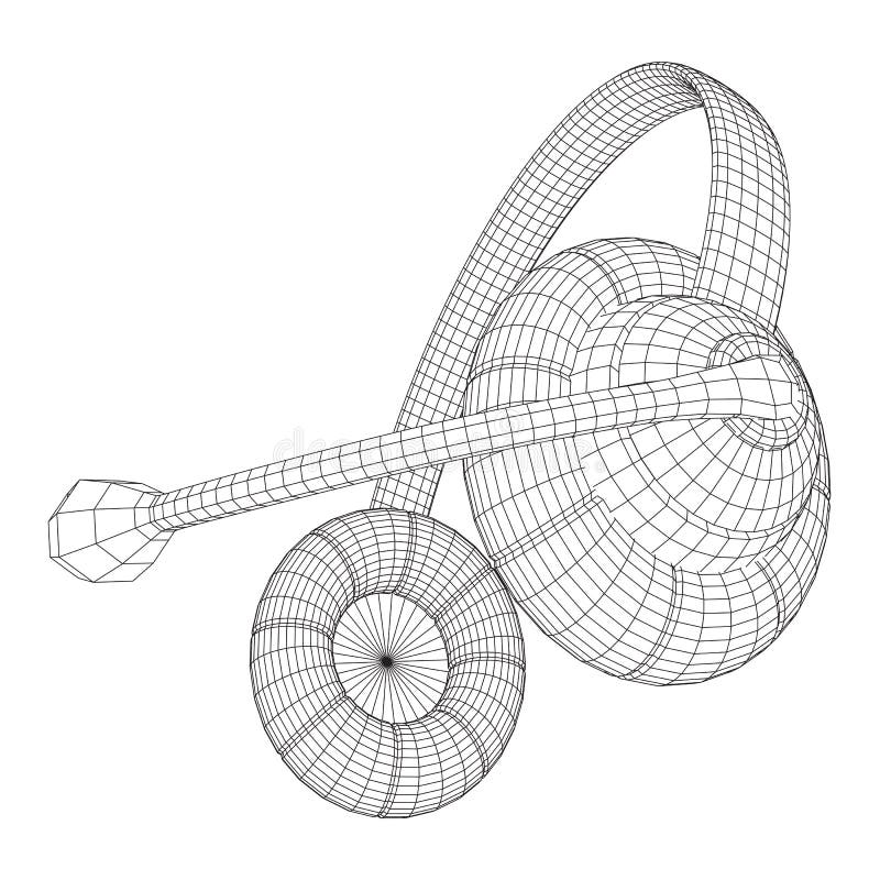 Headphone Or Headset For Support Wireframe Stock Vector - Illustration ...