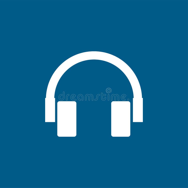 Headphone Icon on Blue Background. Blue Flat Style Vector Illustration ...