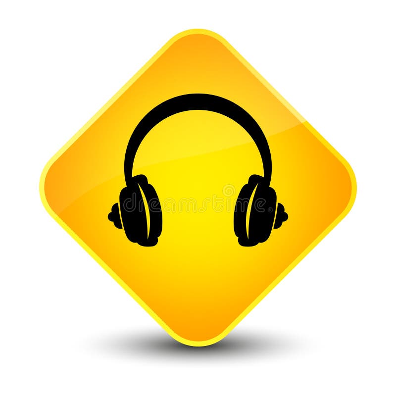 Headphone Icon Elegant Yellow Diamond Button Stock Illustration ...