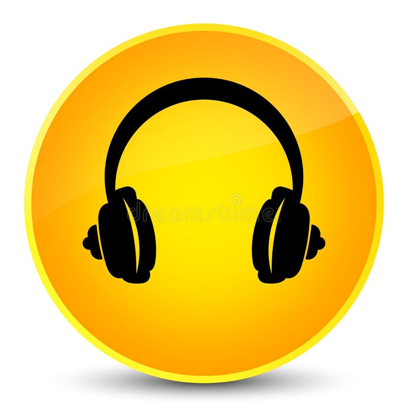 Headphone Icon Elegant Yellow Round Button Stock Illustration ...