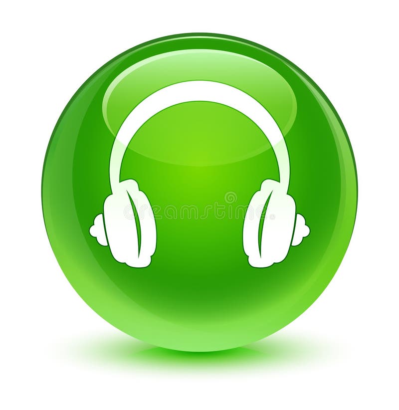 Headphone Icon Glassy Green Round Button Stock Illustration ...