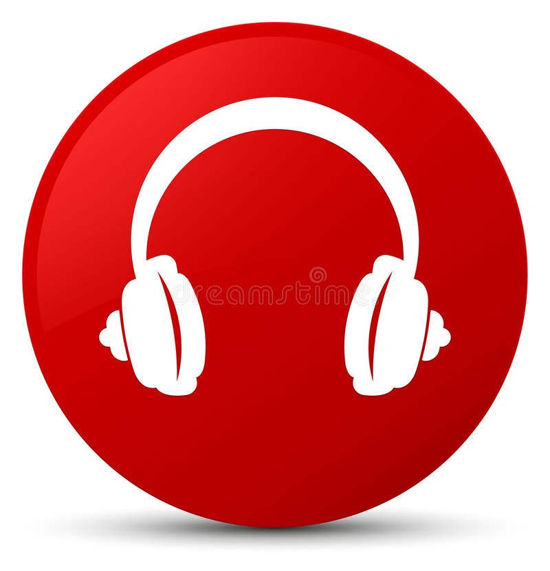 Headphone Icon Red Round Button Stock Illustration - Illustration of ...