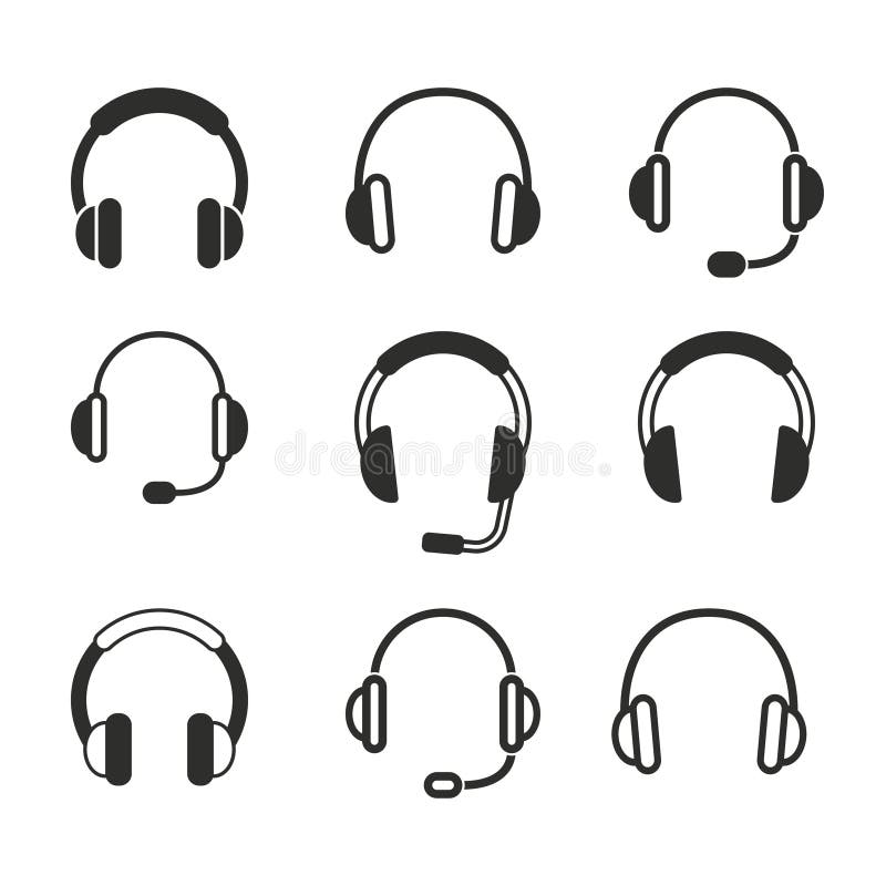 Headphone icon set. stock vector. Illustration of center - 83126307