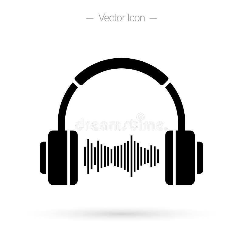 Headphone Icon with Sound Wave Pulse. Minimal Design To Isolated Vector ...