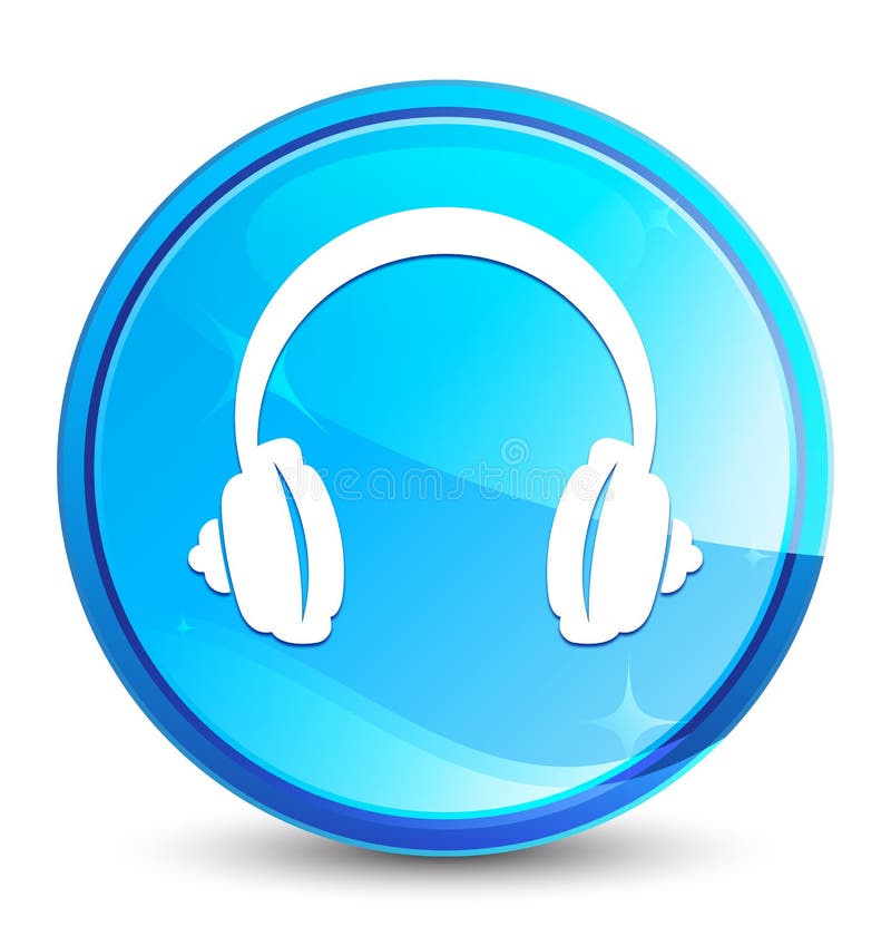 Headphone Icon Splash Natural Blue Round Button Stock Vector ...