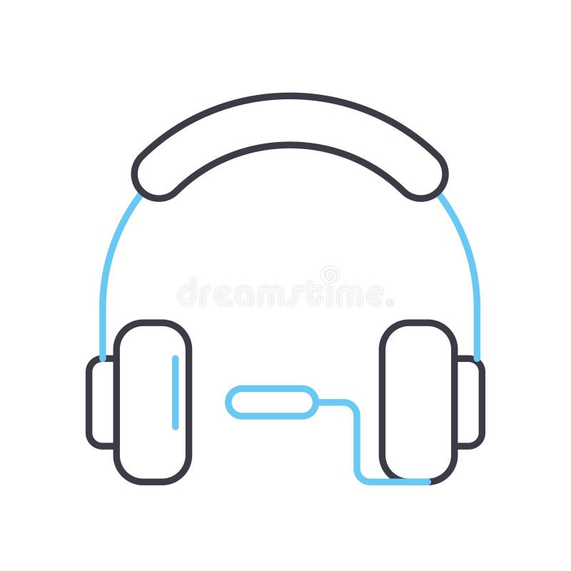 Headphone Line Icon, Outline Symbol, Vector Illustration, Concept Sign ...