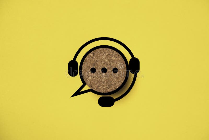 Headphone Logo with Speech Bubble Message Icon on Round Wooden for ...