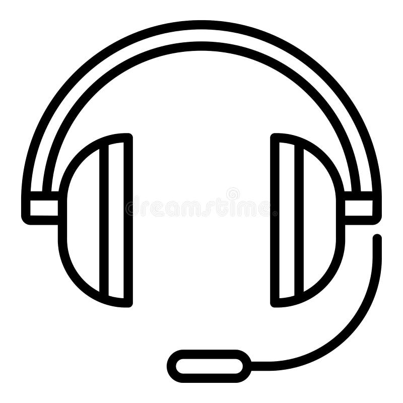 Headphone with Microphone Icon, Outline Style Stock Vector ...