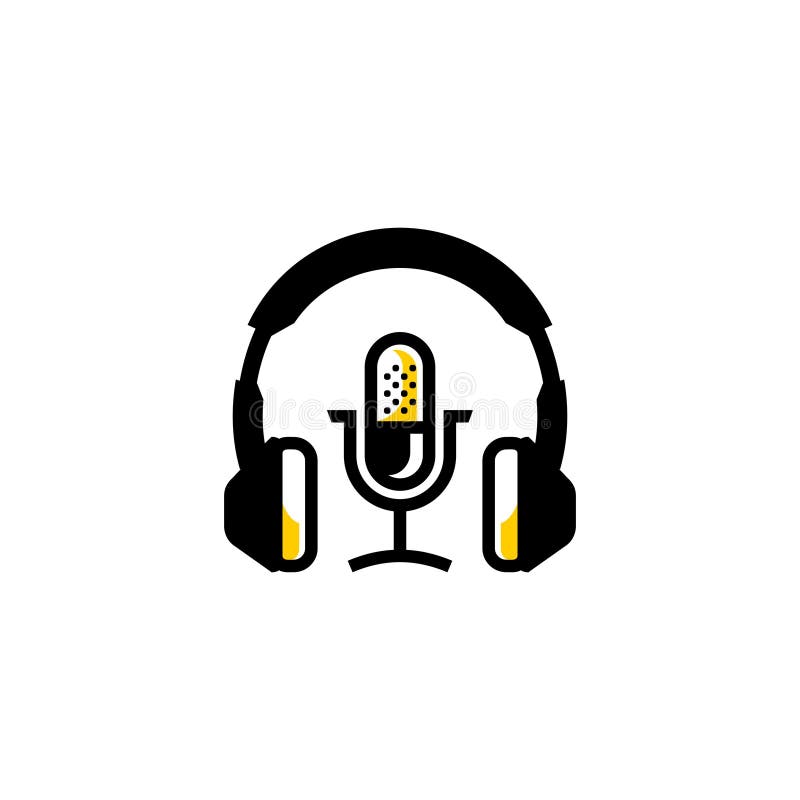 Headphone and Microphone Logo Icon Design in Simple Illustration Stock ...