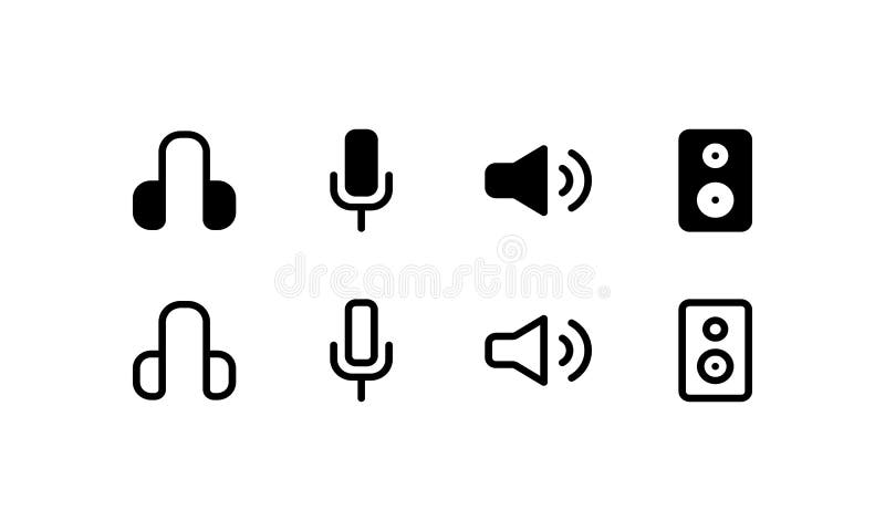 Headphone, Microphone, and Speaker Icons As Interfaces for Audio Stock ...