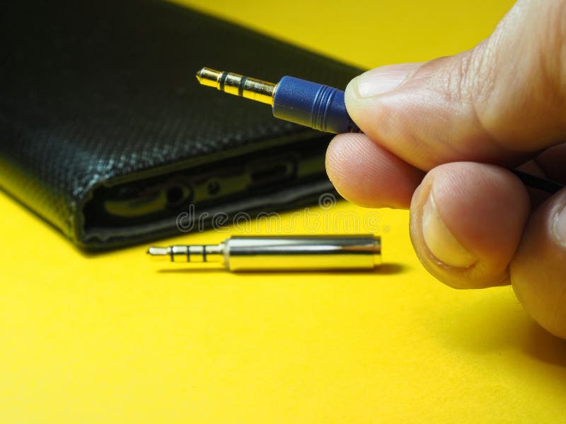 Headphone Mini Jack Plug and Plug Adapter Stock Photo - Image of music ...