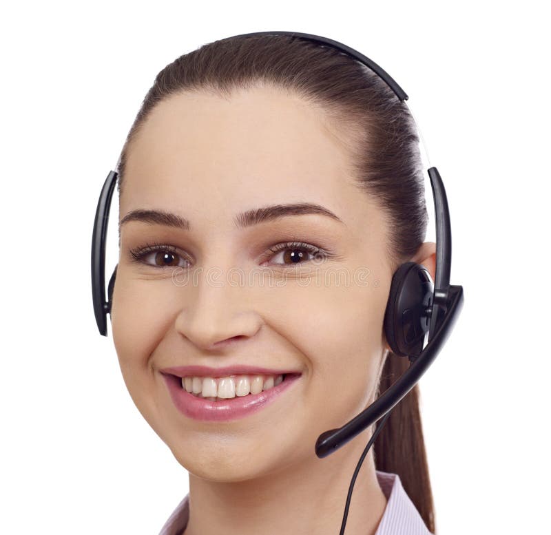 Headphone Operator on White Stock Image - Image of headset, connection ...