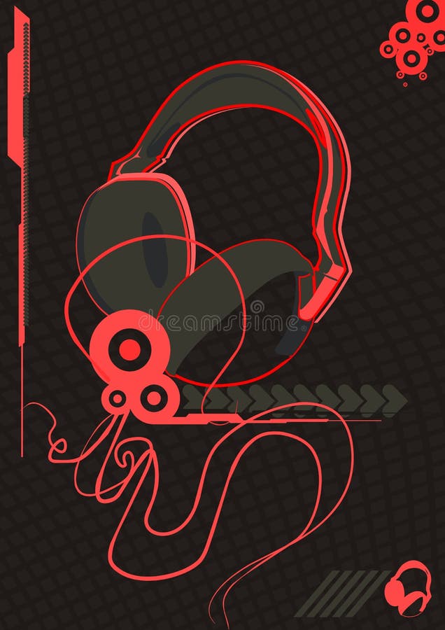 Headphone Poster stock vector. Illustration of artistic - 53091742