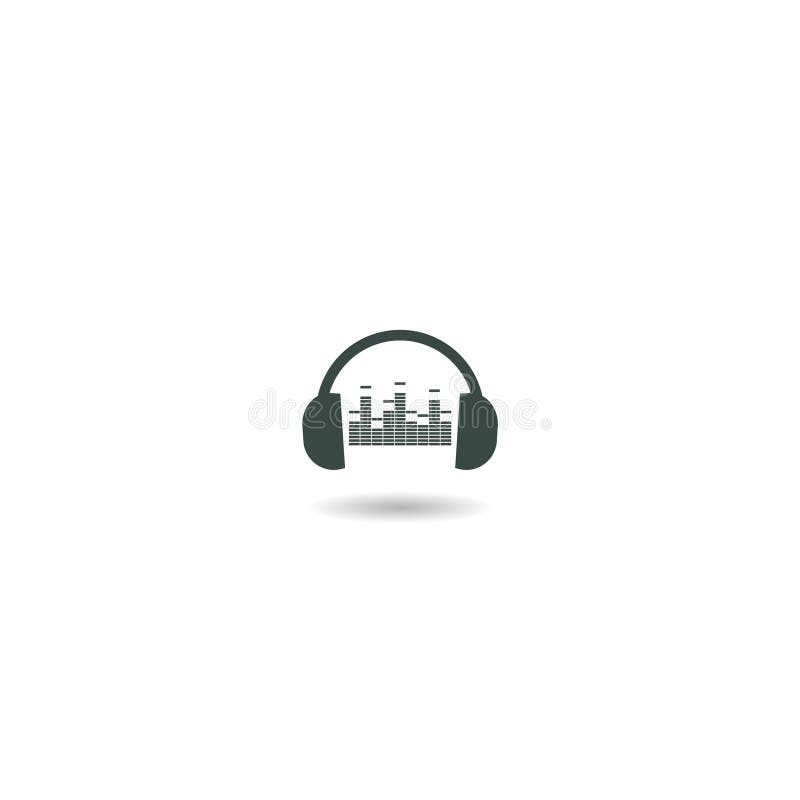 Headphone and Sound Wave Icon with Shadow Stock Illustration ...