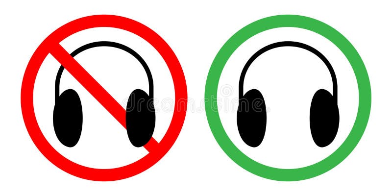 Headphone Use Prohibited and Allowed Icons Stock Vector - Illustration ...