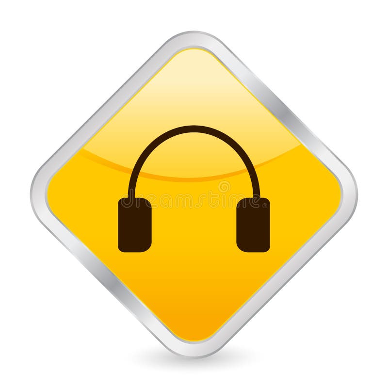 Headphone Yellow Square Icon Stock Vector - Illustration of square ...