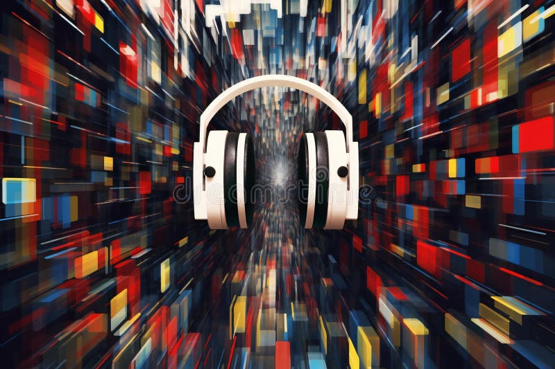 Headphones with Abstract Background, Music Concept Stock Illustration ...