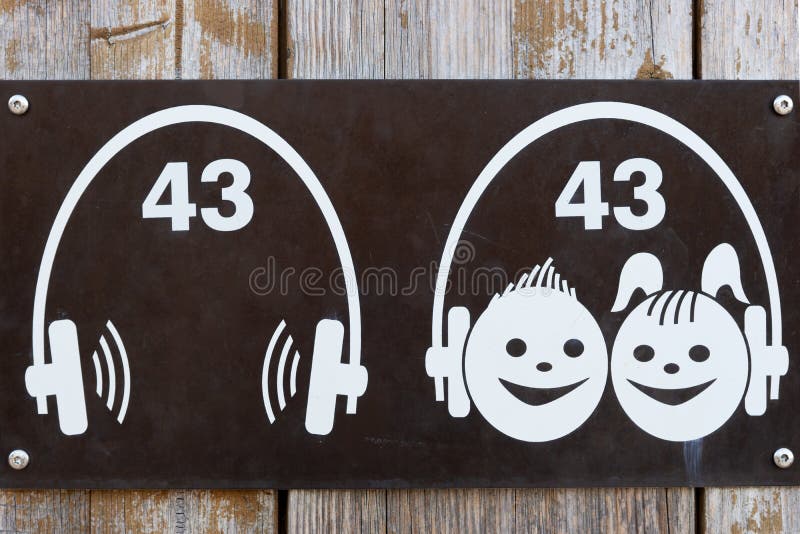 Headphones As a Sign for Audio Guide and Audio Guide for Children Stock ...