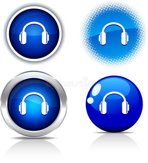 Headphones buttons. stock vector. Illustration of audio - 12283416