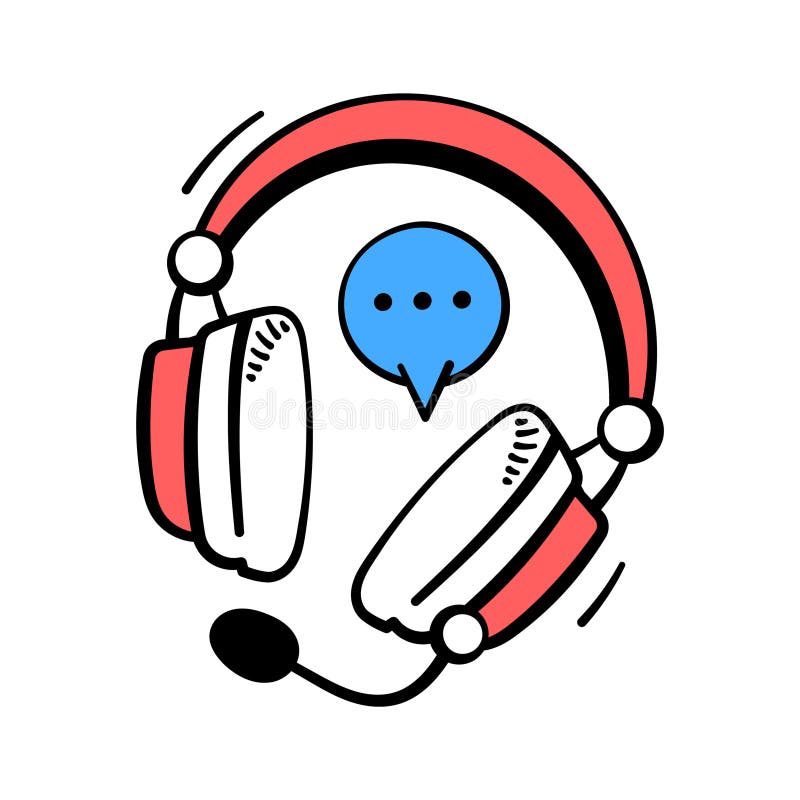 Headphones with Chat Bubble, Representing Customer Support Concept Icon ...