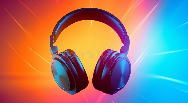 Headphones on a Colored Background, Headphones on Background ...