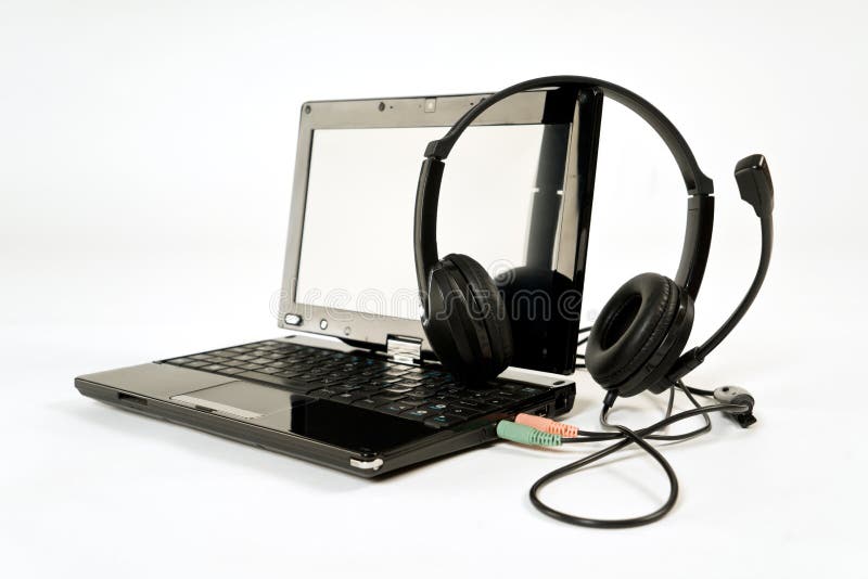 Desktop Computer Headphones Stock Photo - Image of black, earphone ...