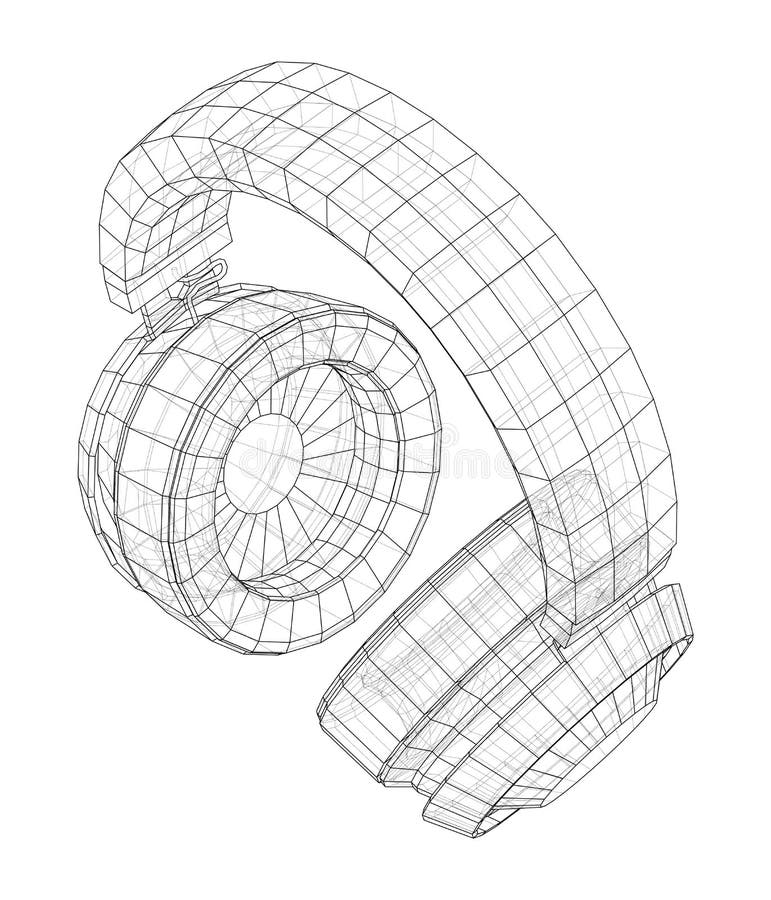 Headphones concept outline stock illustration. Illustration of stereo ...