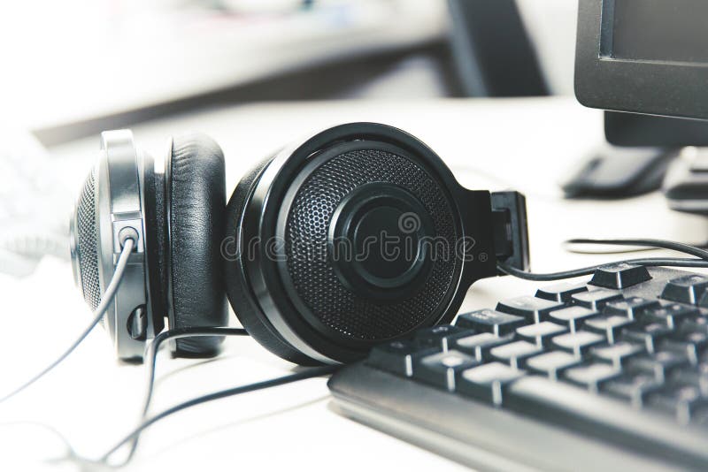 Headphones on Desk, Work Environment Stock Photo - Image of assistant ...