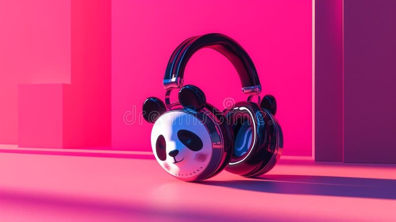 A Headphones Elegantly Positioned on a Panda-themed Surface with an ...