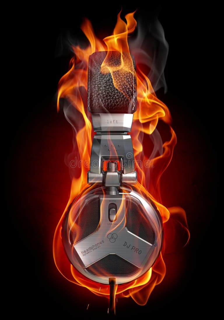 Flaming Headphones Skull Stock Illustrations – 16 Flaming Headphones ...