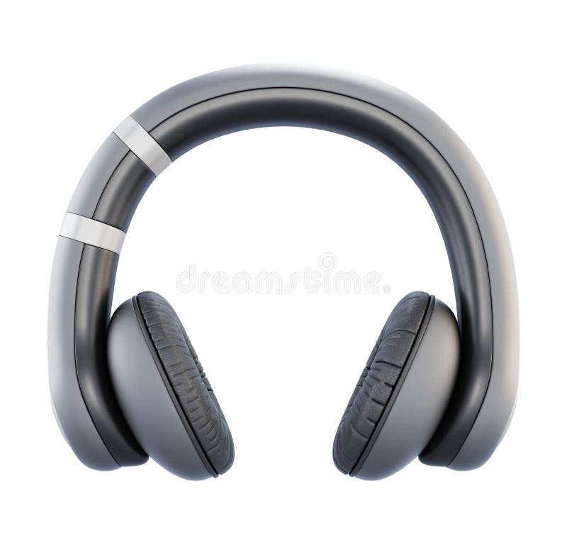 Headphones Front View on a White. 3d. Stock Illustration - Illustration ...