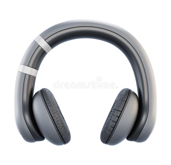 Headphones Front View on a White. 3d. Stock Illustration - Illustration ...
