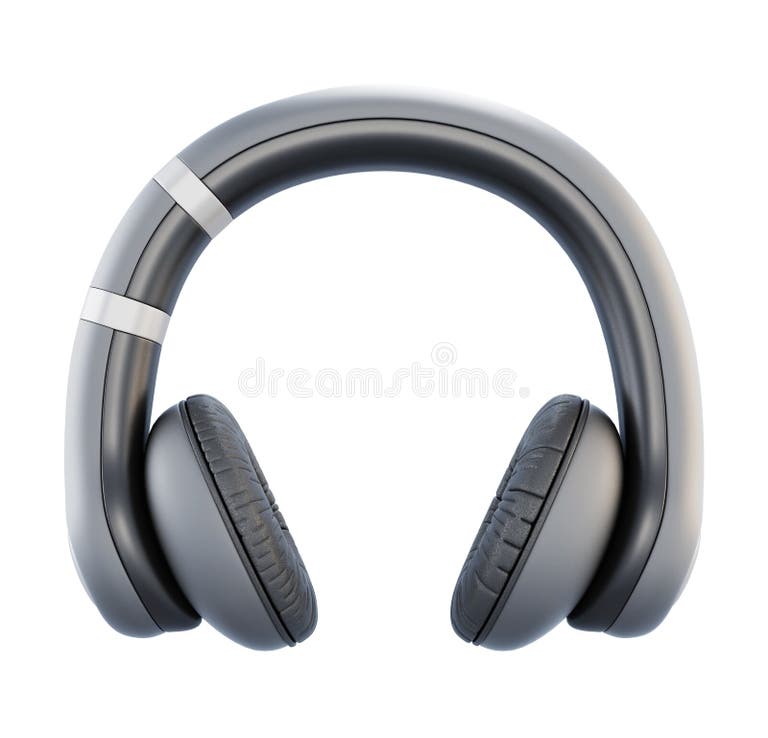 Headphones Front View on a White. 3d. Stock Illustration - Illustration ...