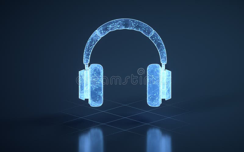Headphones Gaming Headset, 3d Rendering. Listening Audio Electronic ...