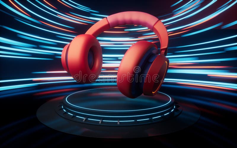 Headphones Gaming Headset, 3d Rendering. Listening Audio Electronic ...