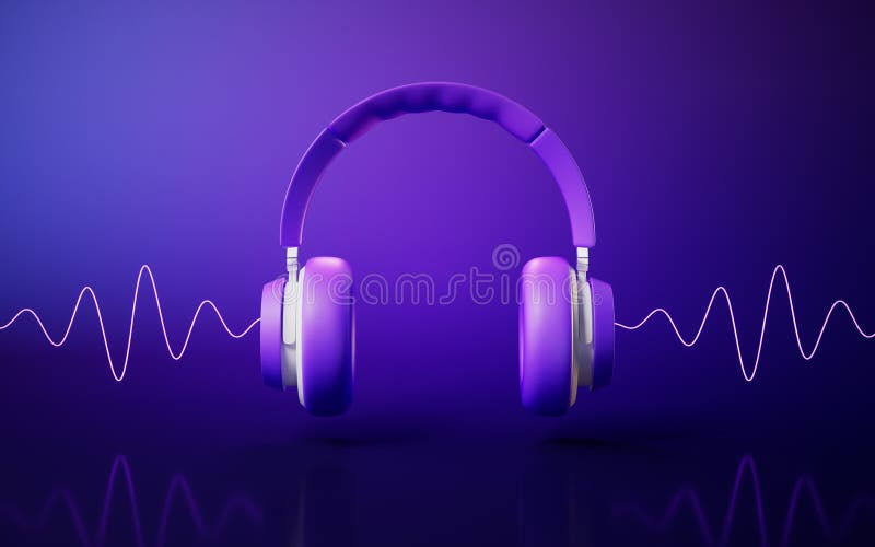 Headphones Gaming Headset, 3d Rendering. Listening Audio Electronic ...