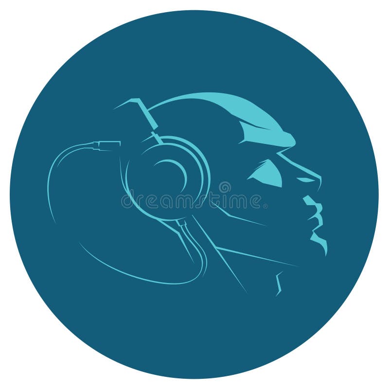 Headphones on head icon stock illustration. Illustration of black ...