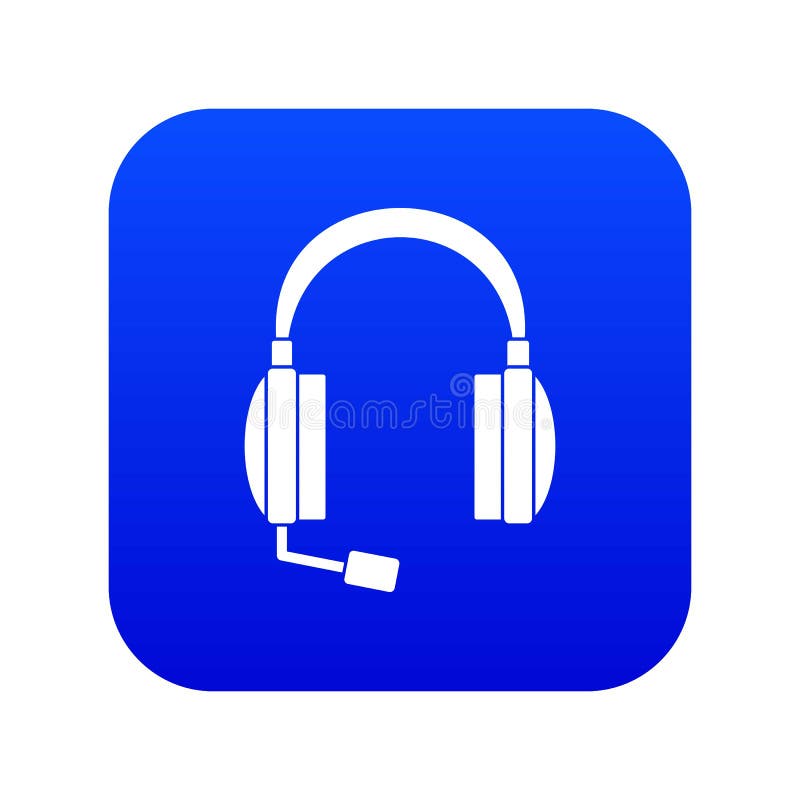 Headphones Icon Digital Blue Stock Vector - Illustration of call ...