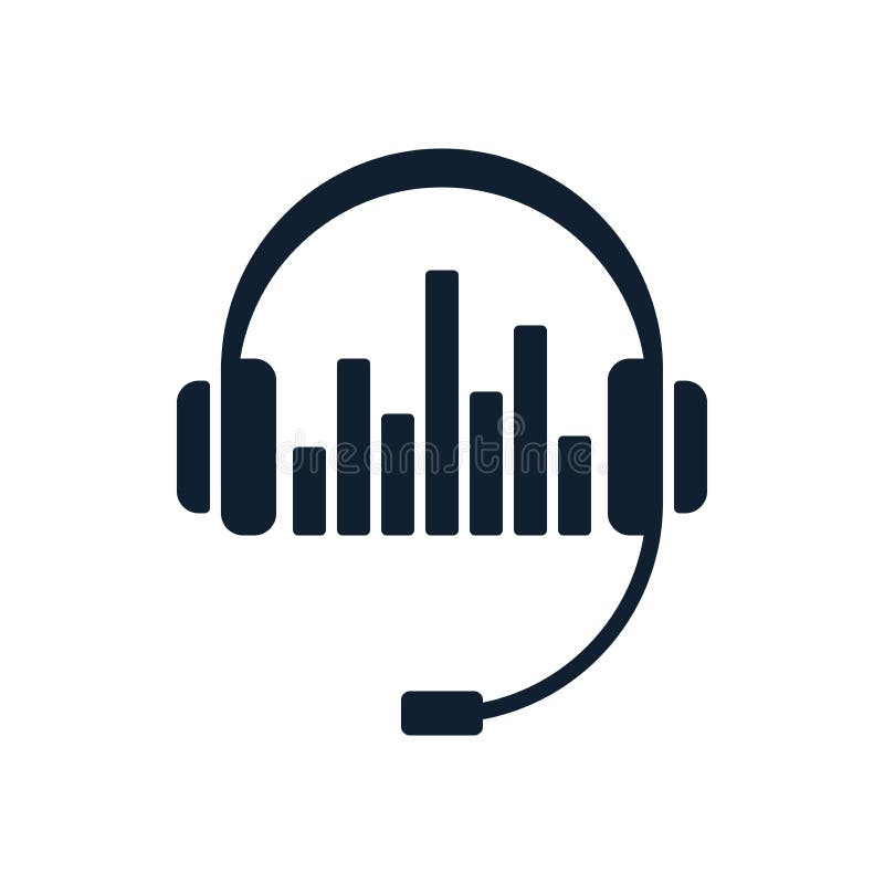 Headphones Icon with Microphone and Volume Symbol Stock Illustration ...