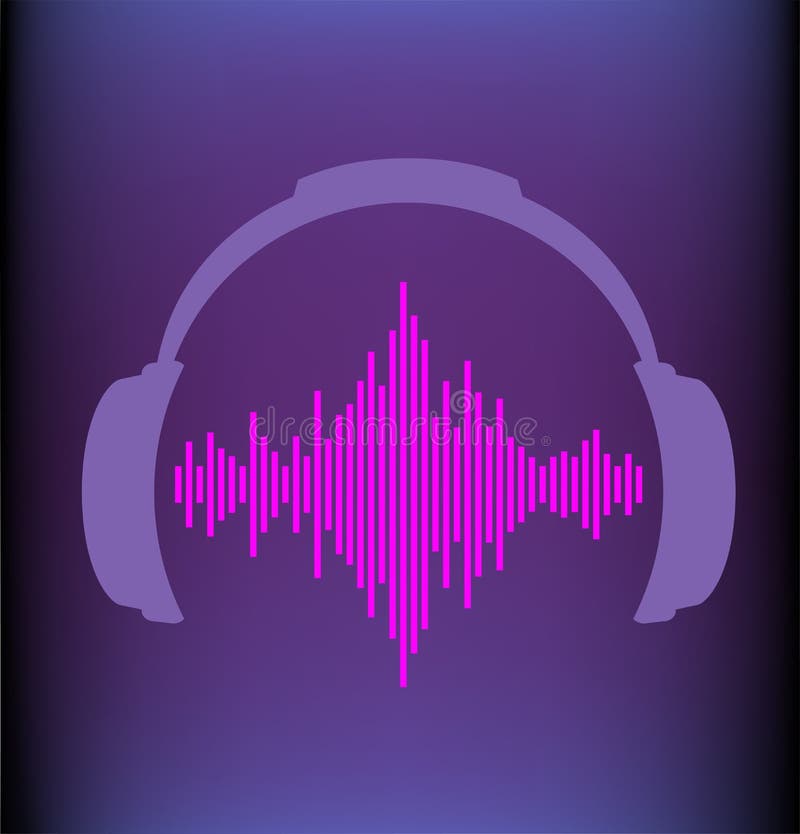 Headphones Icon with Sound Wave Beats Stock Vector - Illustration of ...